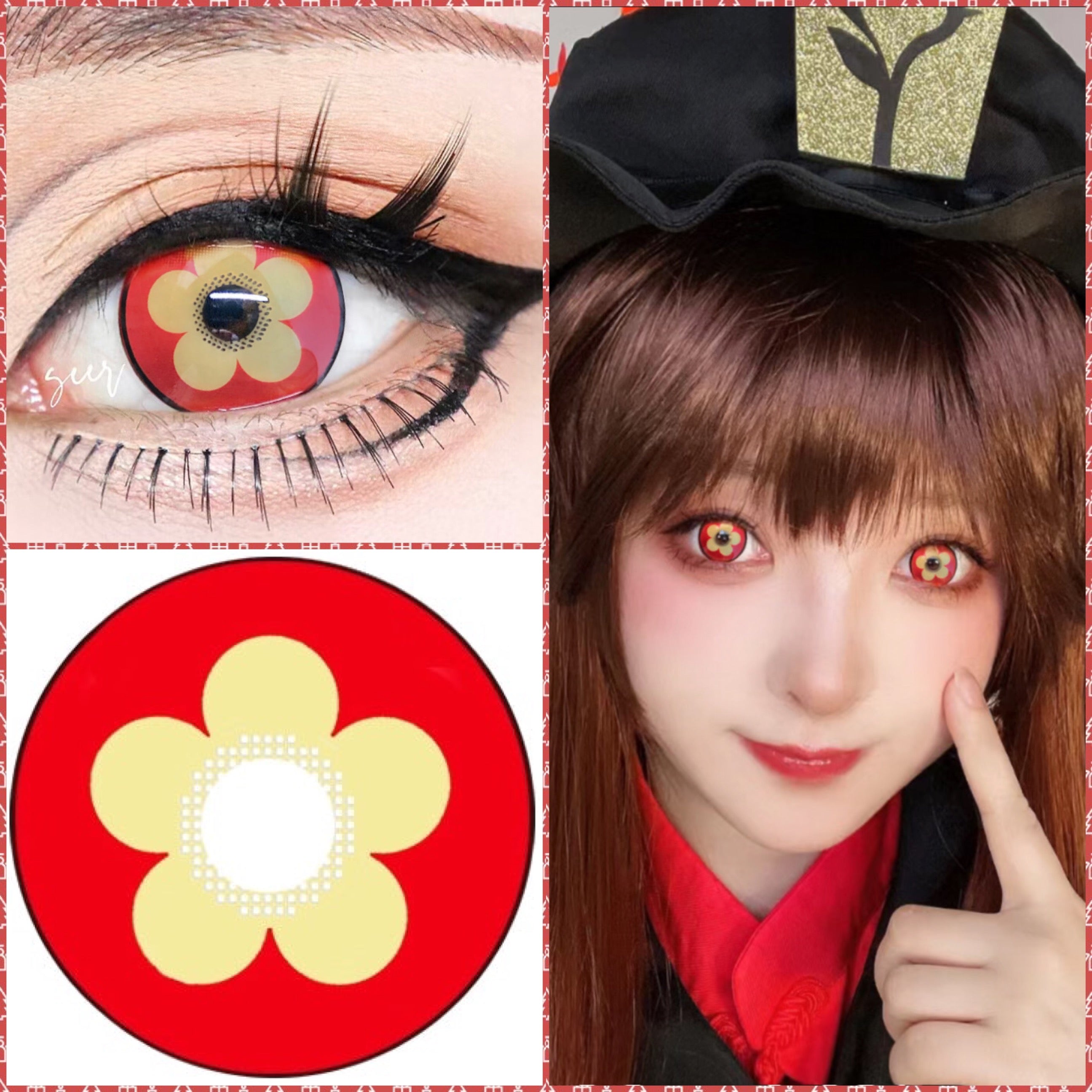Genshin Impact Hu Tao Cosplay Color Contacts